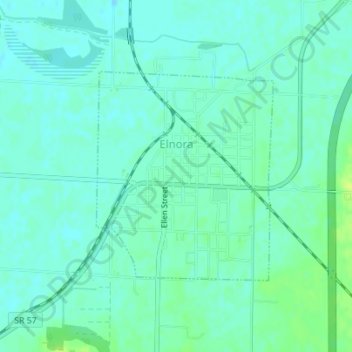 Elnora topographic map, elevation, terrain