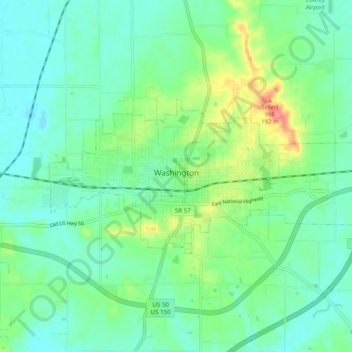 Washington topographic map, elevation, terrain
