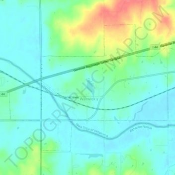 Warwick topographic map, elevation, terrain