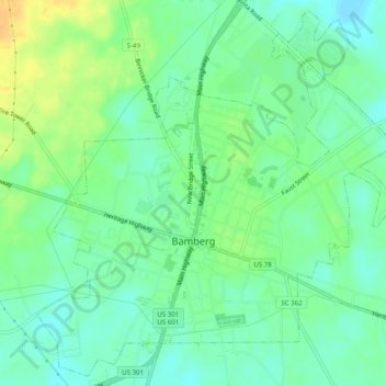 Bamberg topographic map, elevation, terrain