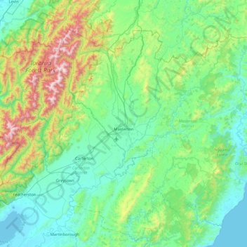 Masterton topographic map, elevation, terrain
