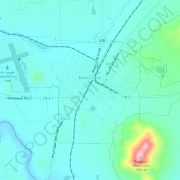Montague topographic map, elevation, terrain