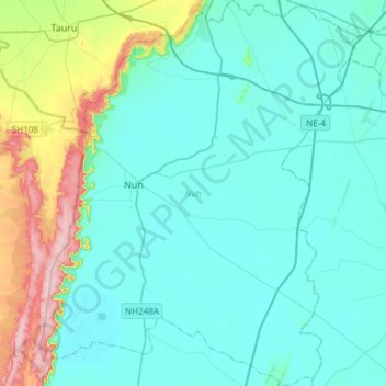 Nuh topographic map, elevation, terrain
