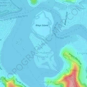 St Huberts Island topographic map, elevation, terrain