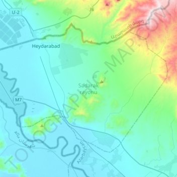 Sadarak District topographic map, elevation, terrain