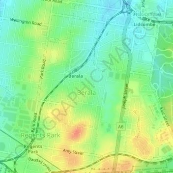 Berala topographic map, elevation, terrain