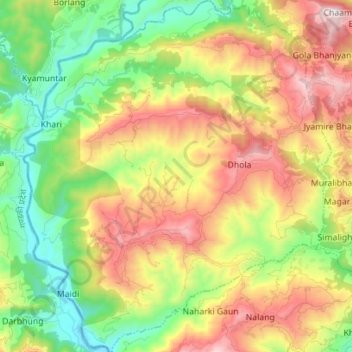 Jwalamukhi topographic map, elevation, terrain