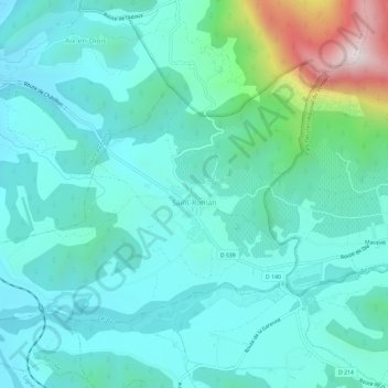 Saint-Roman topographic map, elevation, terrain