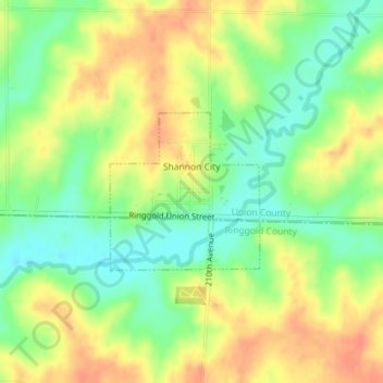 Shannon City topographic map, elevation, terrain