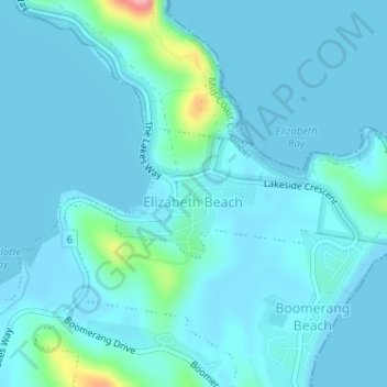 Elizabeth Beach topographic map, elevation, terrain