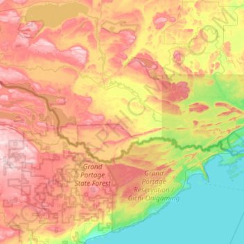Pigeon River topographic map, elevation, terrain