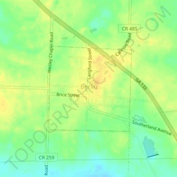 Berlin topographic map, elevation, terrain