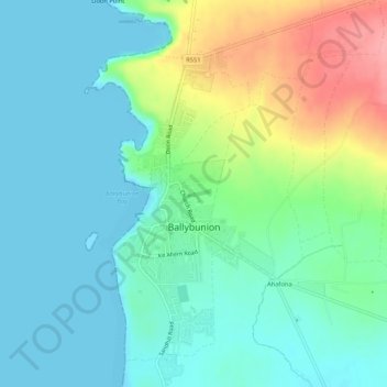 Ballybunion topographic map, elevation, terrain