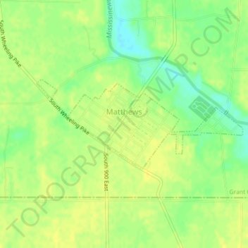 Matthews topographic map, elevation, terrain