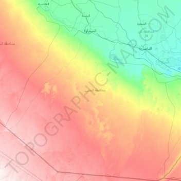 Al-Muthanna Governorate topographic map, elevation, terrain