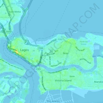 Lagos Island topographic map, elevation, terrain
