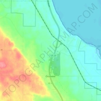 Ossineke topographic map, elevation, terrain