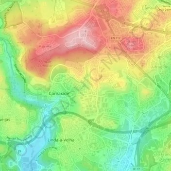 Carnaxide topographic map, elevation, terrain