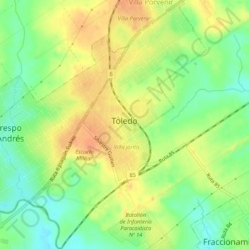 Toledo topographic map, elevation, terrain