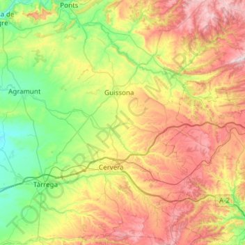 Segarra topographic map, elevation, terrain