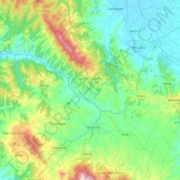 Gualdo Cattaneo topographic map, elevation, terrain