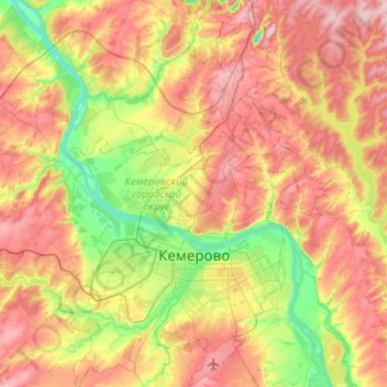 Kemerovo topographic map, elevation, terrain