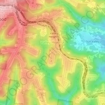 Valley Heights topographic map, elevation, terrain