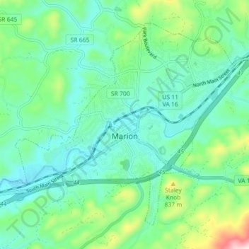 Marion topographic map, elevation, terrain