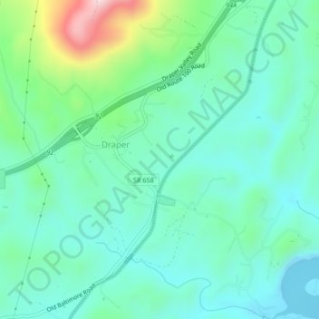 Draper topographic map, elevation, terrain