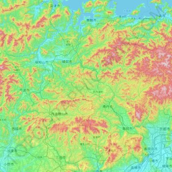 Tamba Province topographic map, elevation, terrain