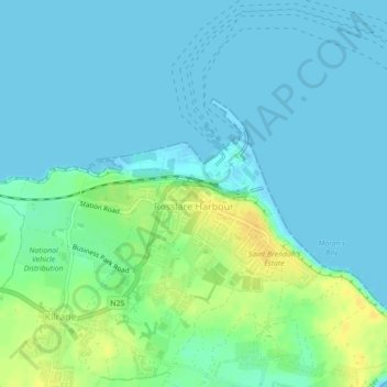 Rosslare Harbour topographic map, elevation, terrain