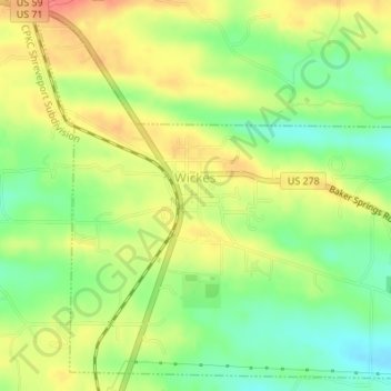 Wickes topographic map, elevation, terrain