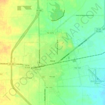Alice topographic map, elevation, terrain