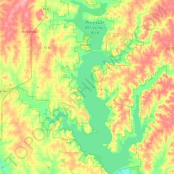 Perry Lake topographic map, elevation, terrain
