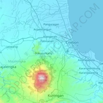 Cirebon topographic map, elevation, terrain