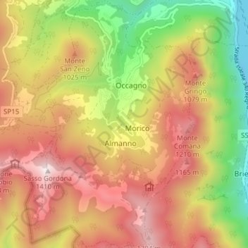 Schignano topographic map, elevation, terrain