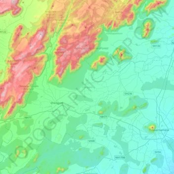 Chengam topographic map, elevation, terrain