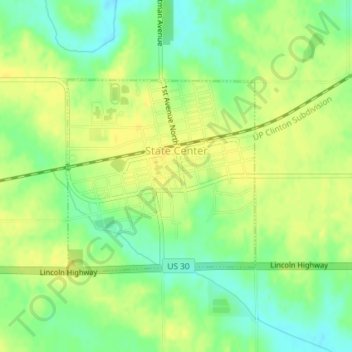 State Center topographic map, elevation, terrain