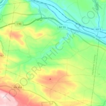 Town of Danube topographic map, elevation, terrain