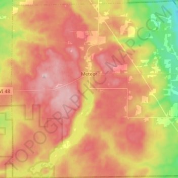 Town of Meteor topographic map, elevation, terrain