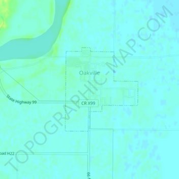 Oakville topographic map, elevation, terrain