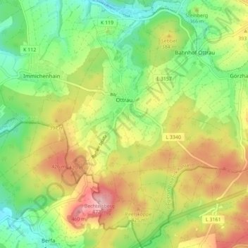 Ottrau topographic map, elevation, terrain