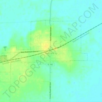 Wayne City topographic map, elevation, terrain