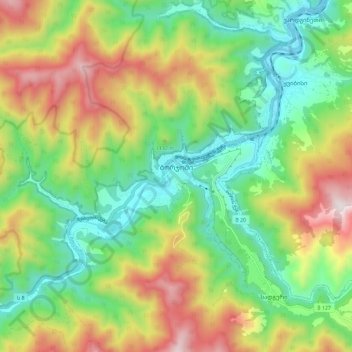 Borjomi topographic map, elevation, terrain