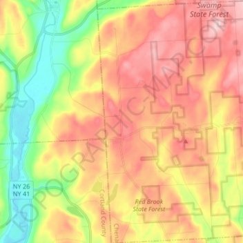 Town of German topographic map, elevation, terrain
