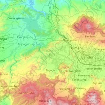West Bandung topographic map, elevation, terrain