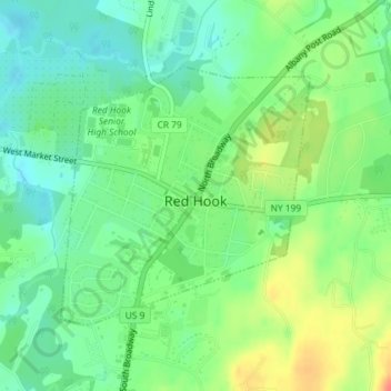 Village of Red Hook topographic map, elevation, terrain