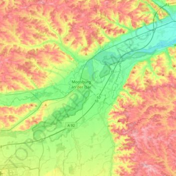 Isar topographic map, elevation, terrain