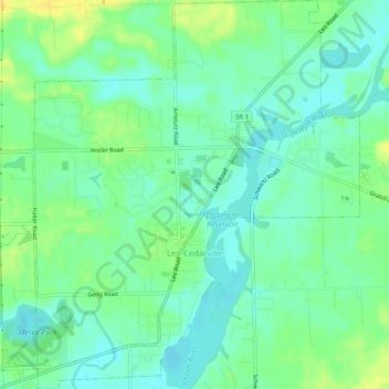 Leo-Cedarville topographic map, elevation, terrain