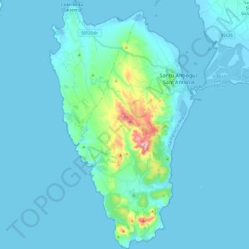 Isola di Sant'Antioco topographic map, elevation, terrain